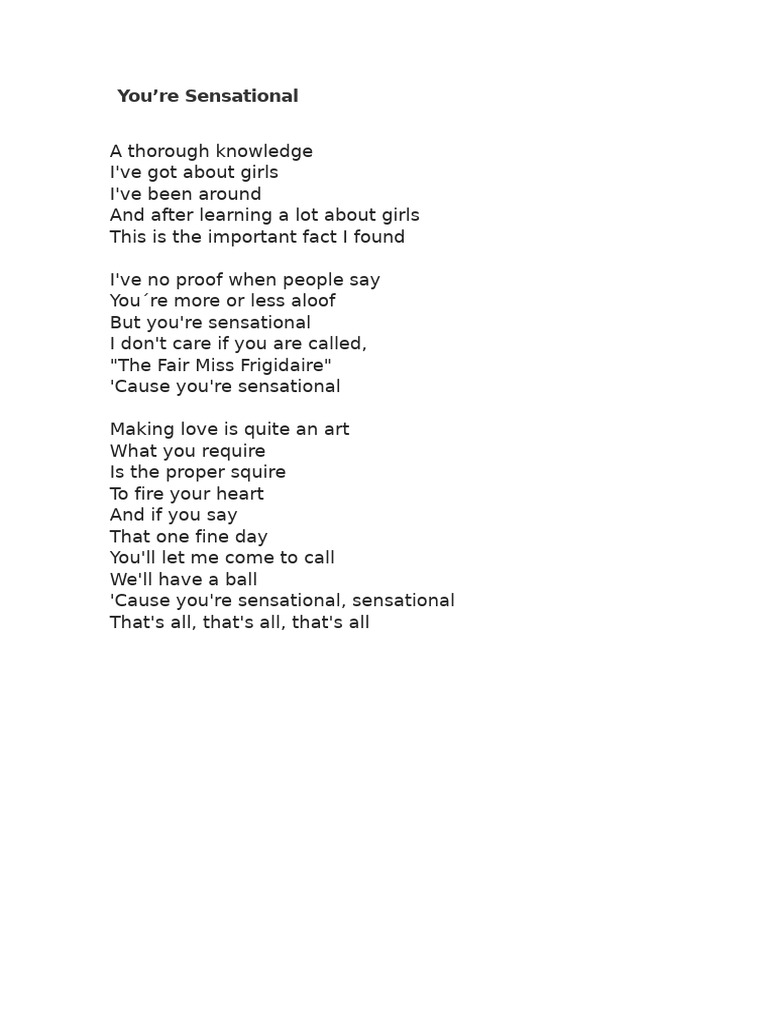 You Re Sensational Frank Sinatra | PDF