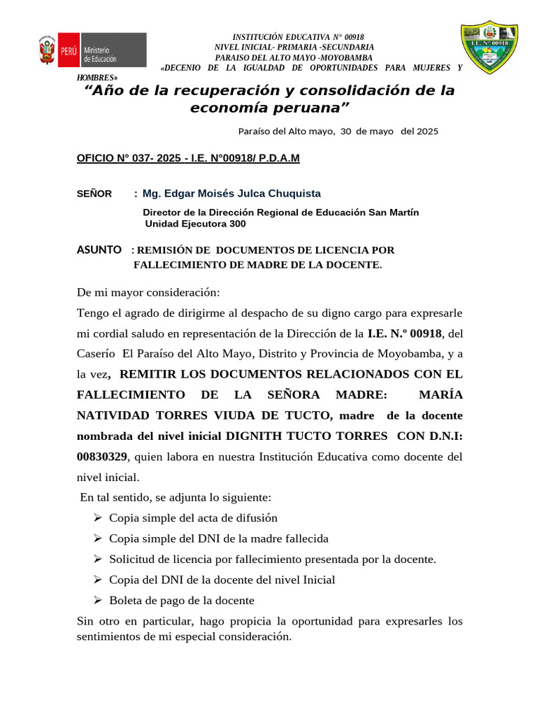 Ofici 36 Licencia Por Fallecimiento - 101841 | PDF