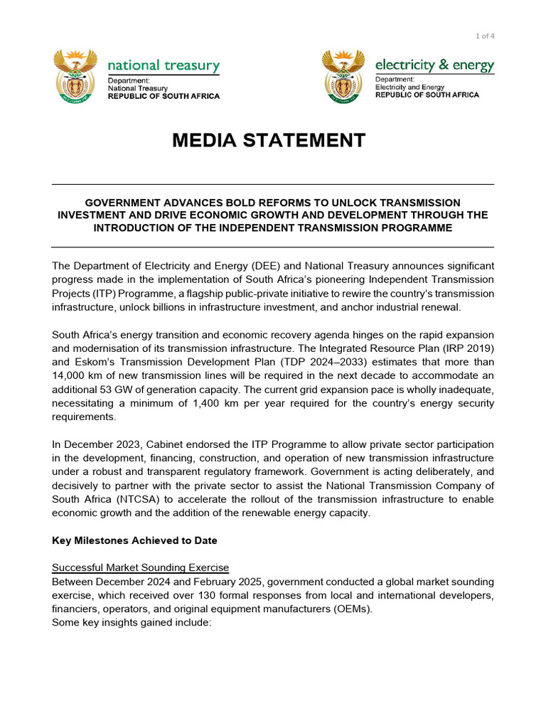 Media Statement - Independent Transmission Programme | PDF ...