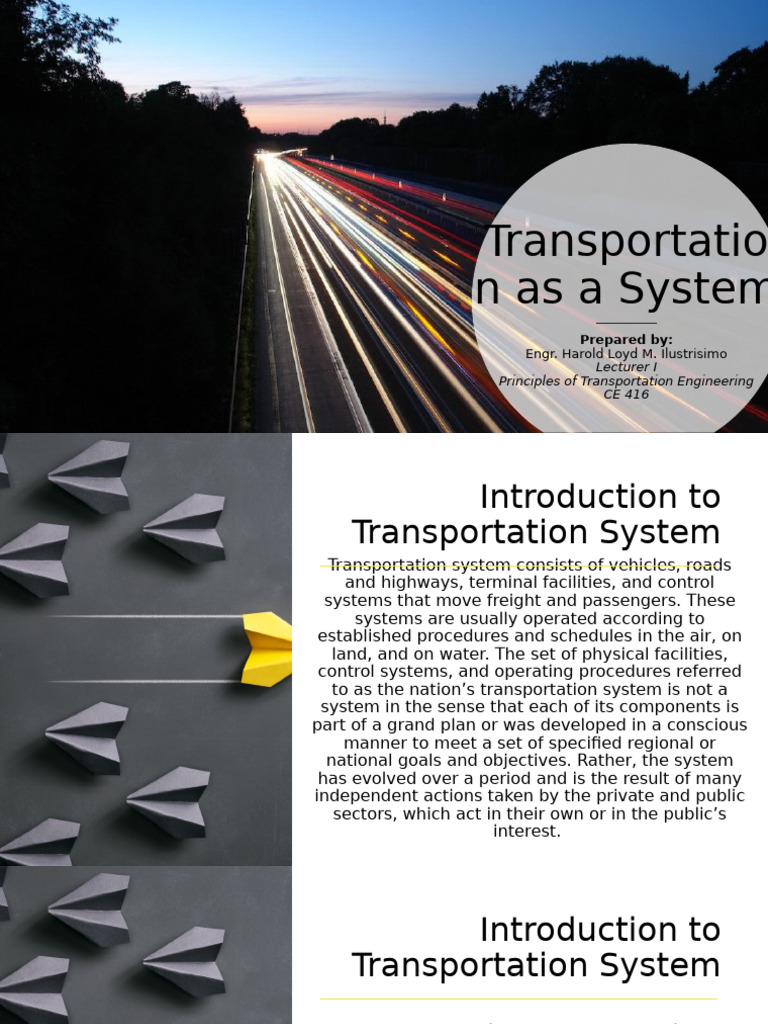 Lesson 2 - Transportation As A System | PDF | Traffic | Road