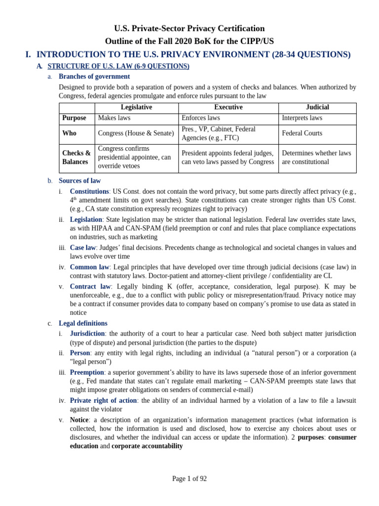 Rss Fall 2020 Cipp - Us Outline | PDF | Tort | American Government