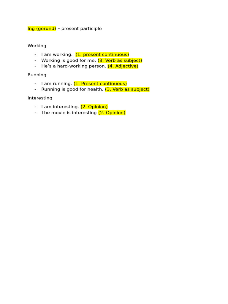 Ing (Gerun) Present Participle | PDF