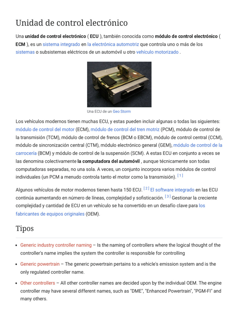 Unidad de Control Electrónico - Wikipedia | PDF | Systems Engineering ...
