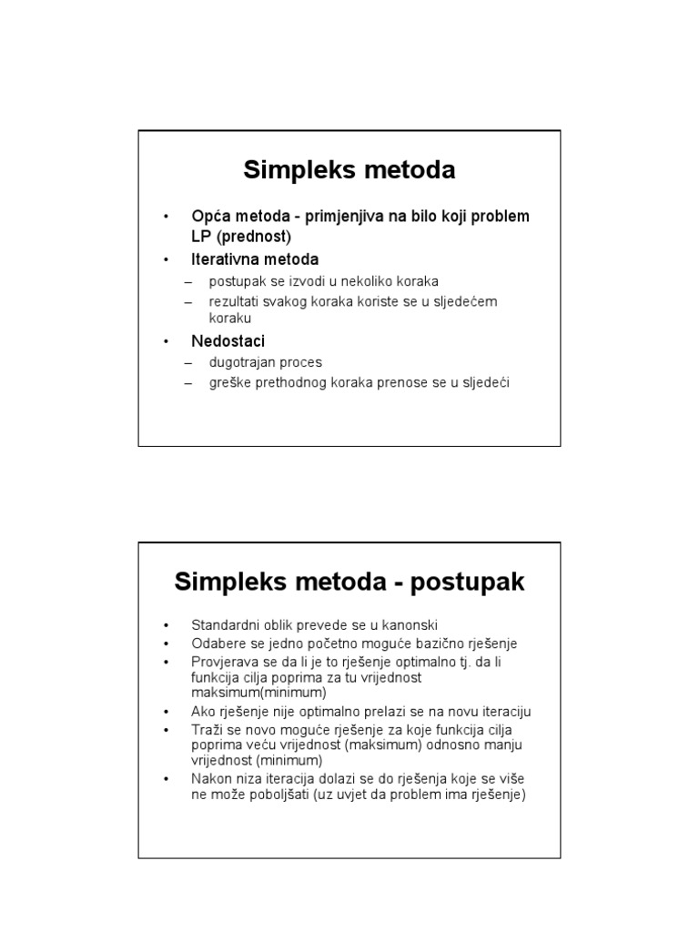 Simplex Metoda - Skripta | PDF