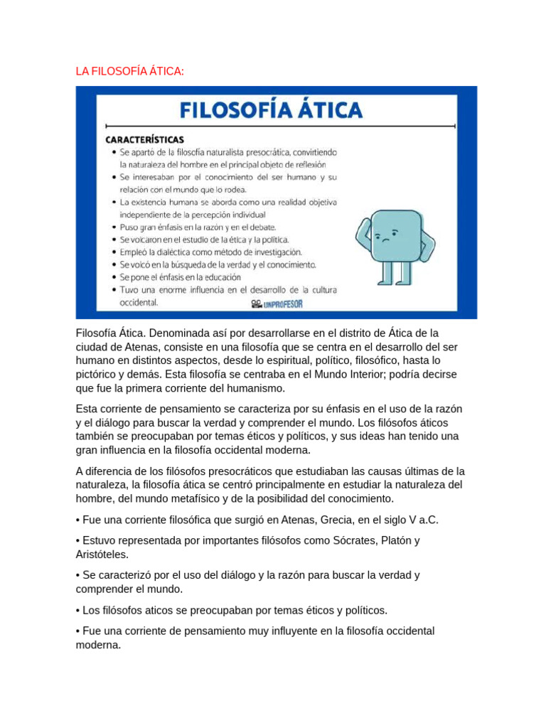 Características de la Filosofía Ática | PDF | Platón | Sócrates