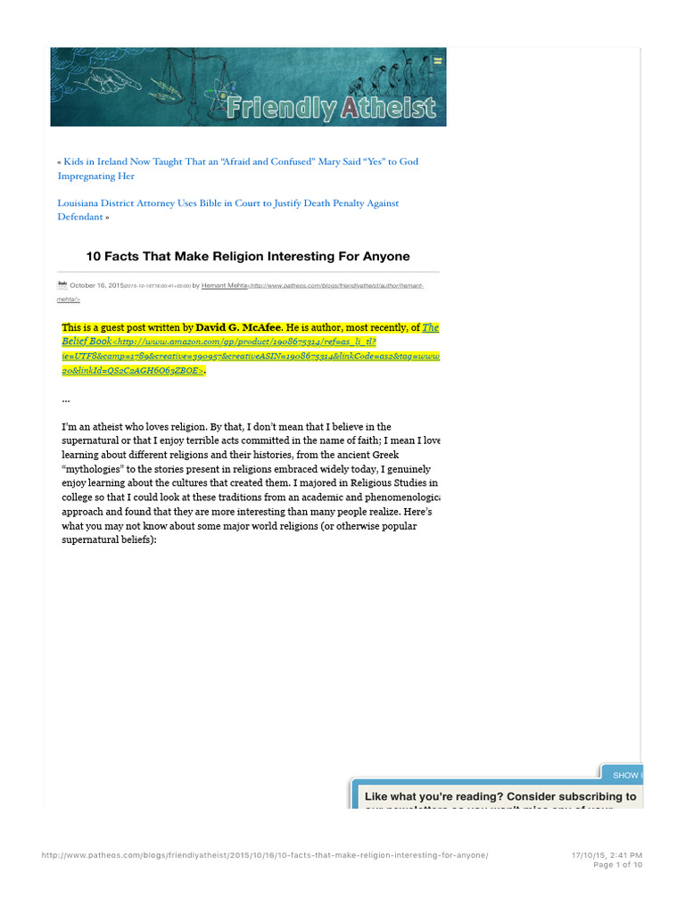 10 Fascinating Religion Facts | PDF | Genesis Creation Narrative | Deities