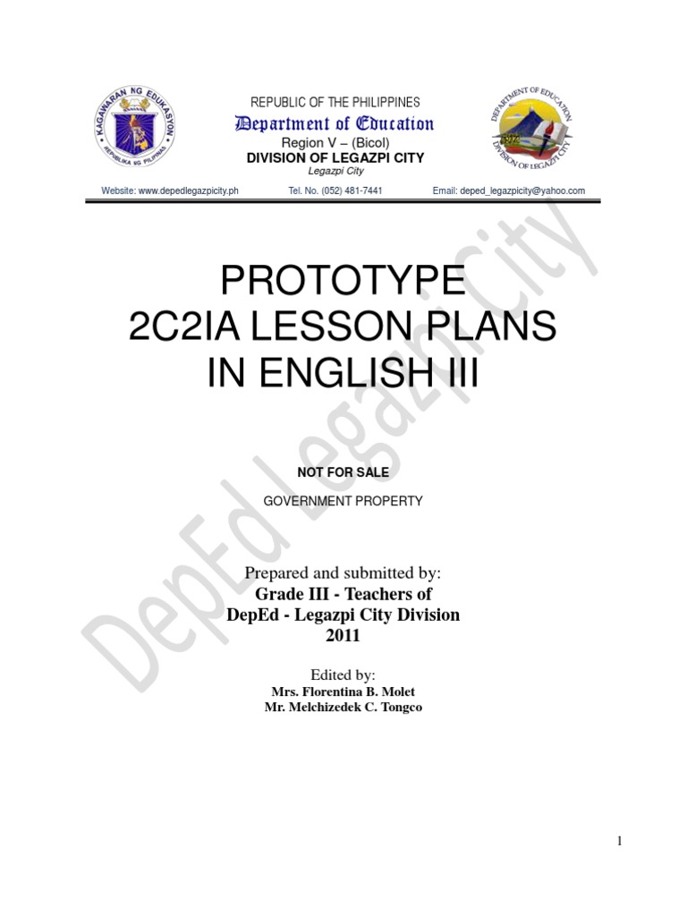 Prototype 2C2IA Lesson Plan in English GR 3 | PDF | Question | Lesson Plan