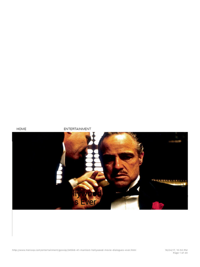 41 Manliest Hollywood Movie Dialogues Ever | PDF | Film Production ...