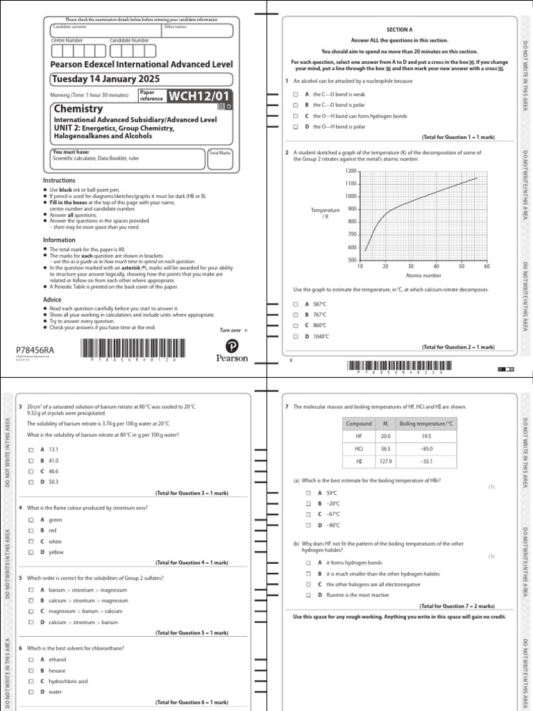 WCH12 Jan25 QP Merged Booklet | PDF | Magnesium | Materials