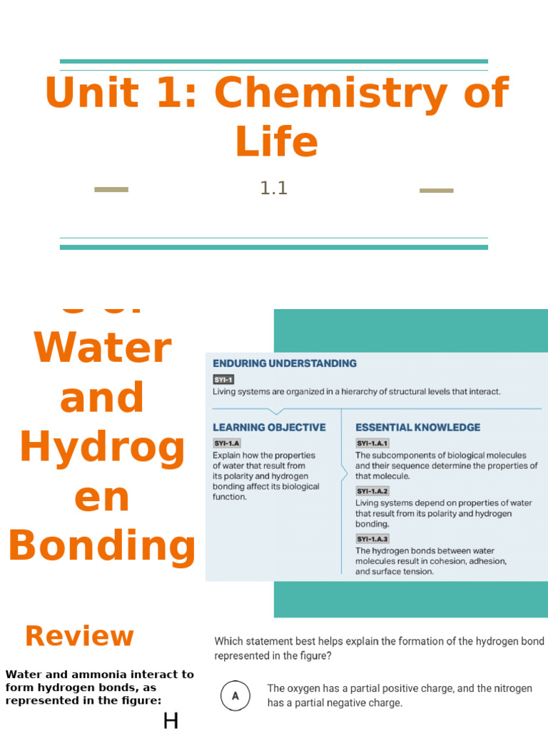 1.1 Structure of Water and H Bonds | PDF | Chemical Polarity | Chemical ...