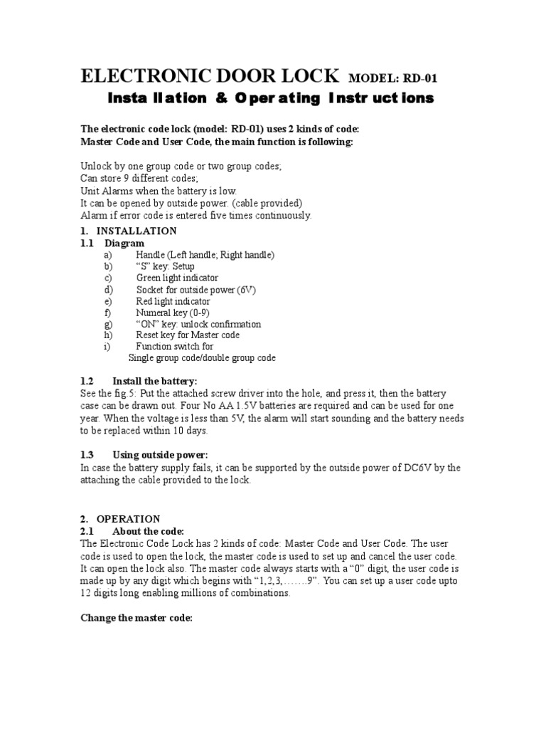 Digilock Mannual | PDF | Manufactured Goods | Electricity