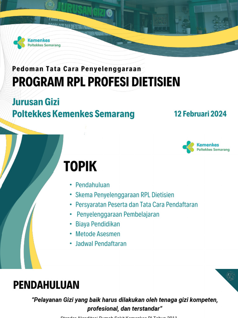 Pedoman Penyelenggaraan RPL Dietisien Poltekkes Semarang 2024 | PDF