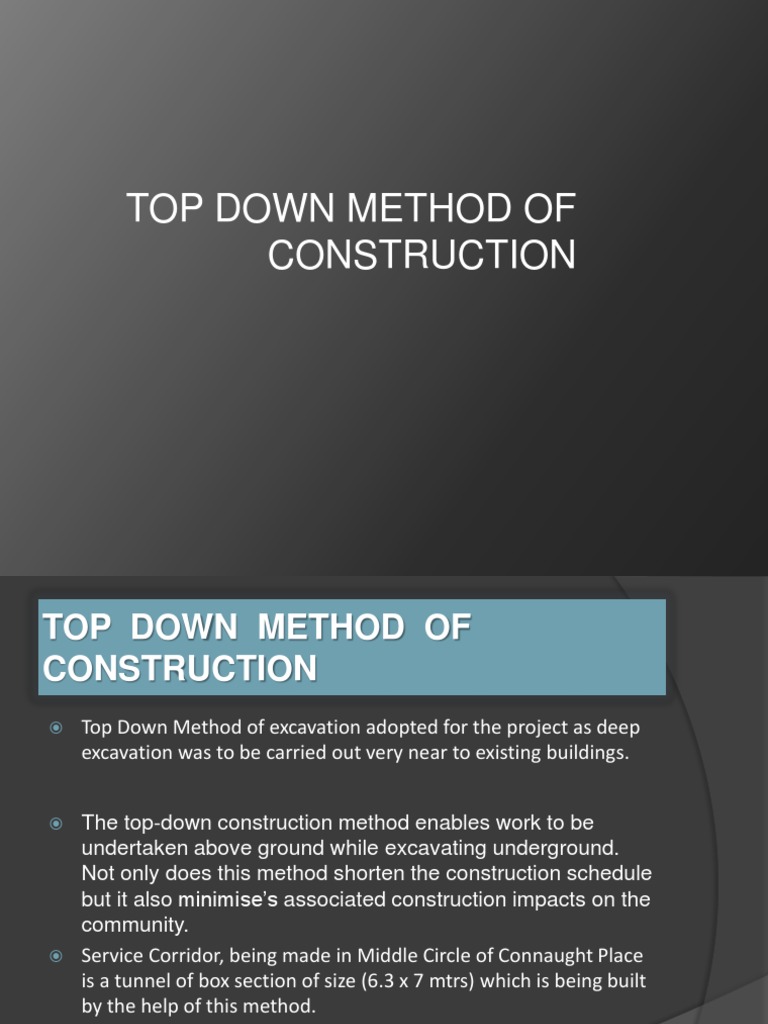 Top Down Method of Construction | PDF | Tunnel | Infrastructure