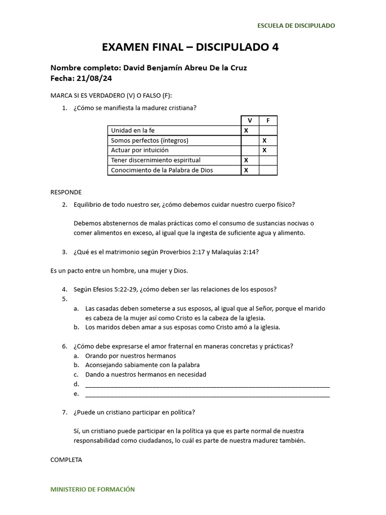 L4 - Examen Final | PDF | Teología | Creencia religiosa y doctrina