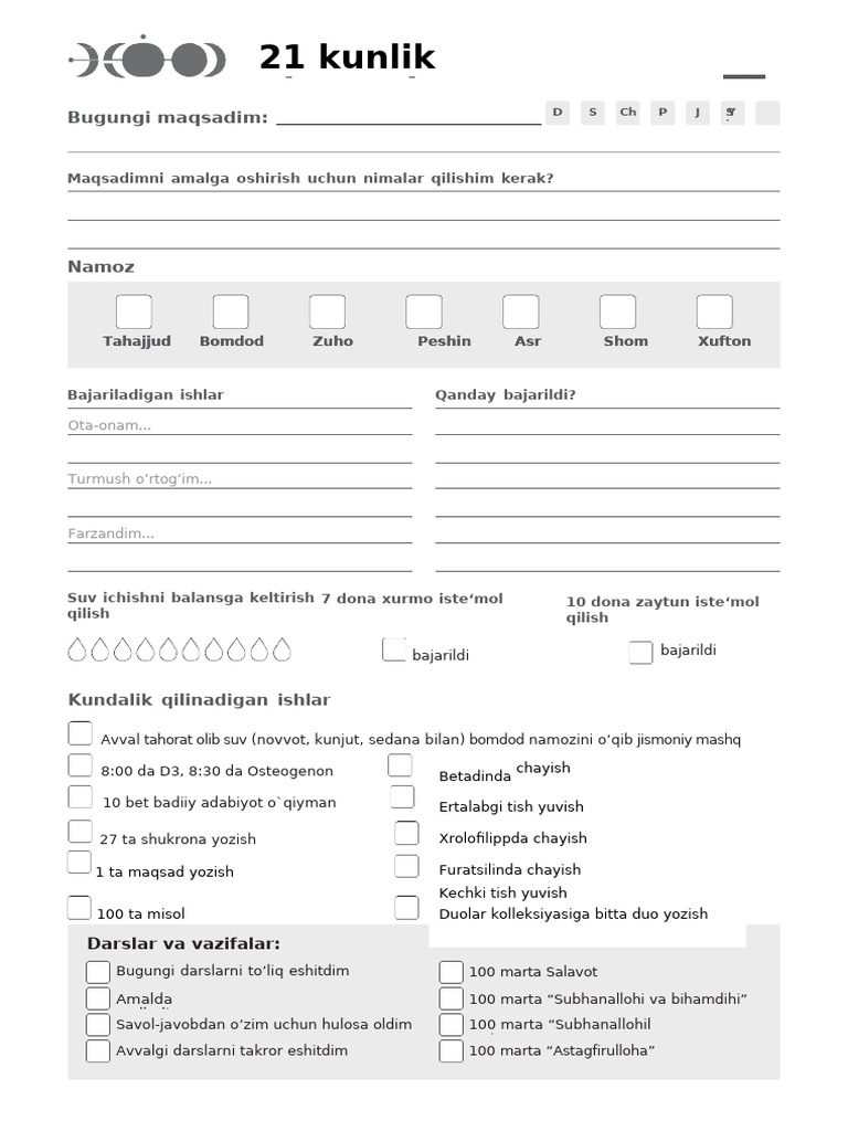 21 Kunlik Rejam Kundaligi | PDF