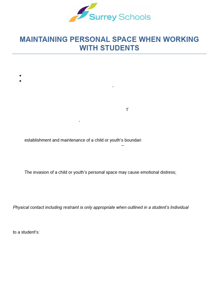 Maintaining Personal Space Protocol | PDF | Violence | Interpersonal ...