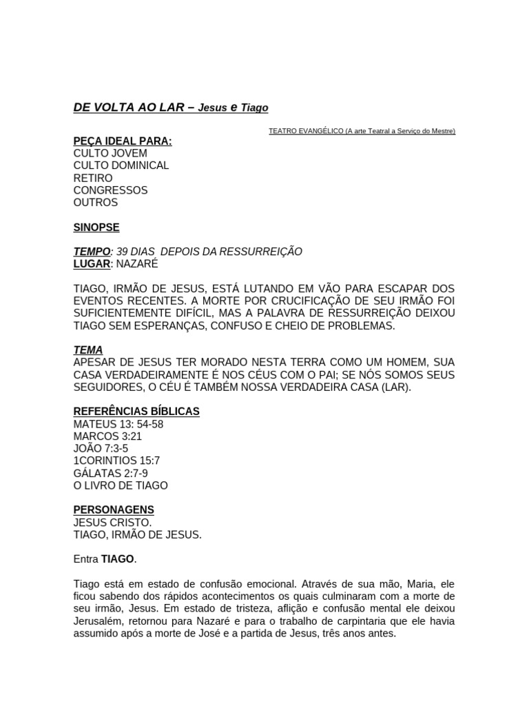 Cópia de De-Volta-Ao-Lar-Jesus-E-Tiago | PDF | Jesus | São José