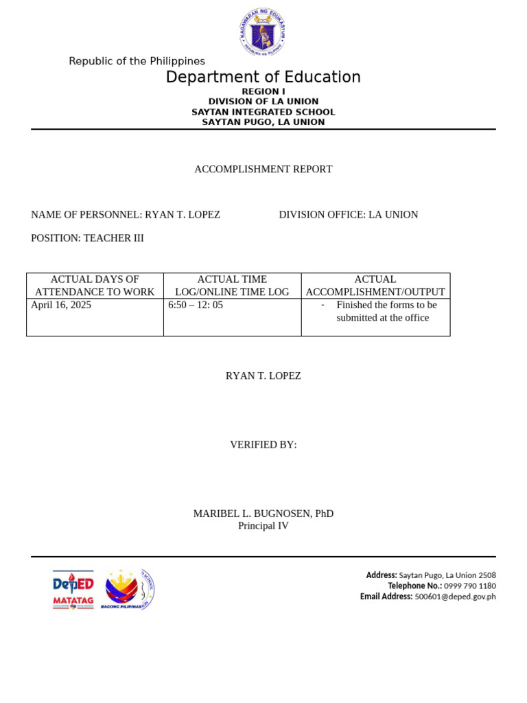 Individual Workweek Accomplishment Report | PDF