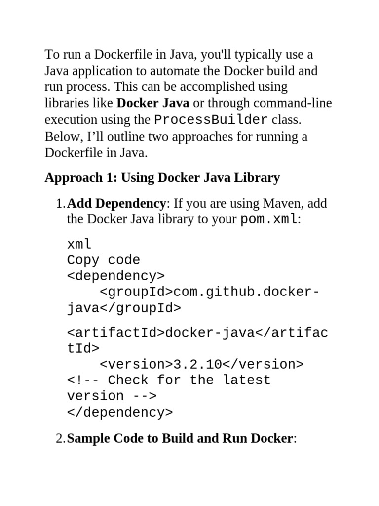 To Run A Dockerfile in Java | PDF | Java (Programming Language) | Computer Architecture