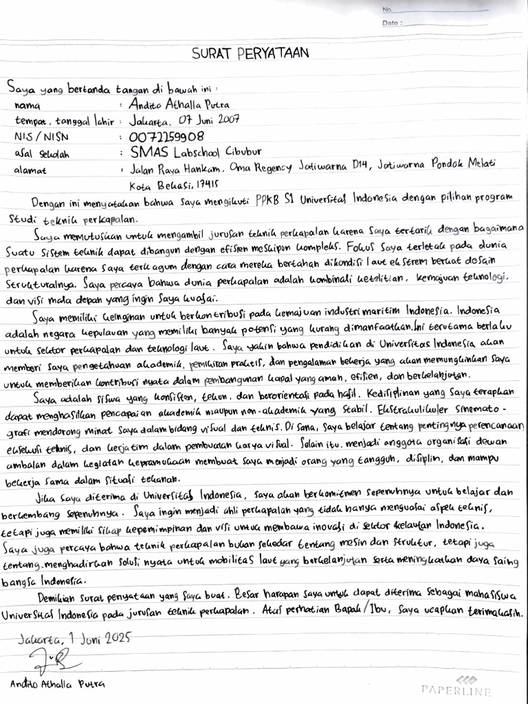 Surat Pernyataan UI | PDF