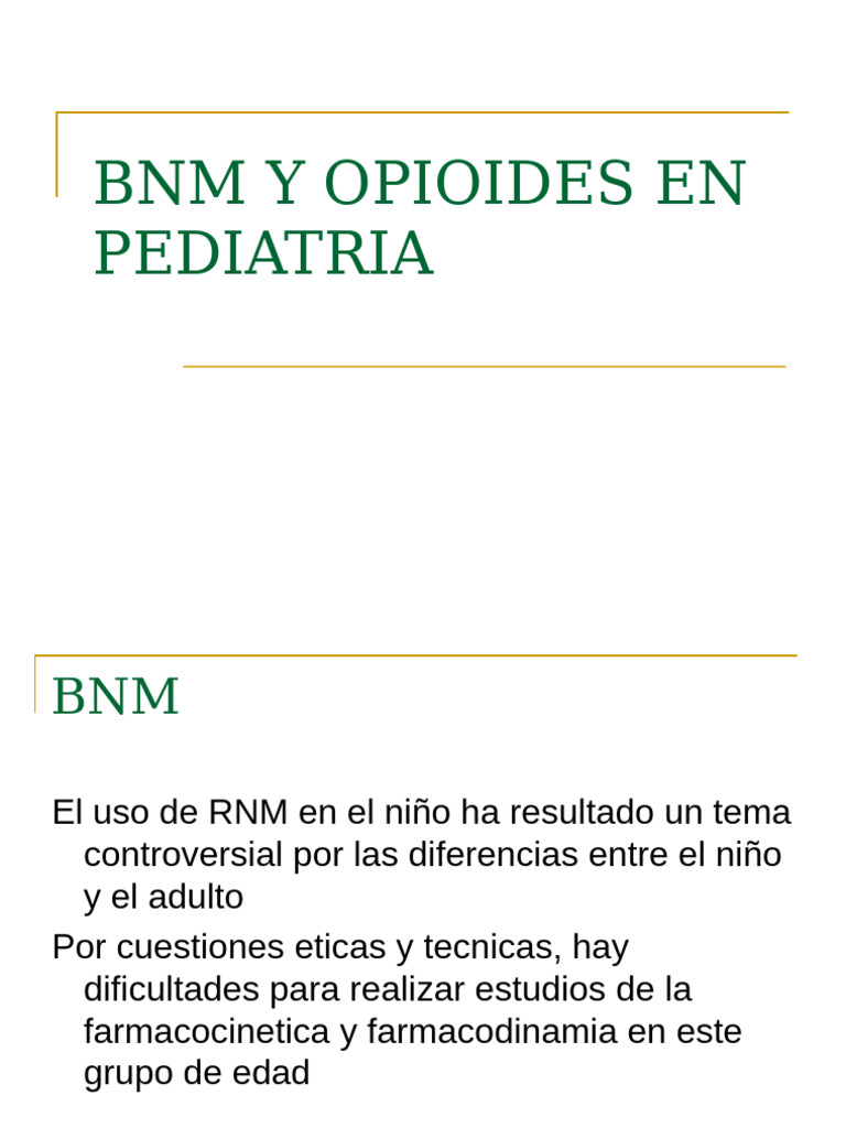 BNM y Opioides en Pediatria | PDF | Drogas