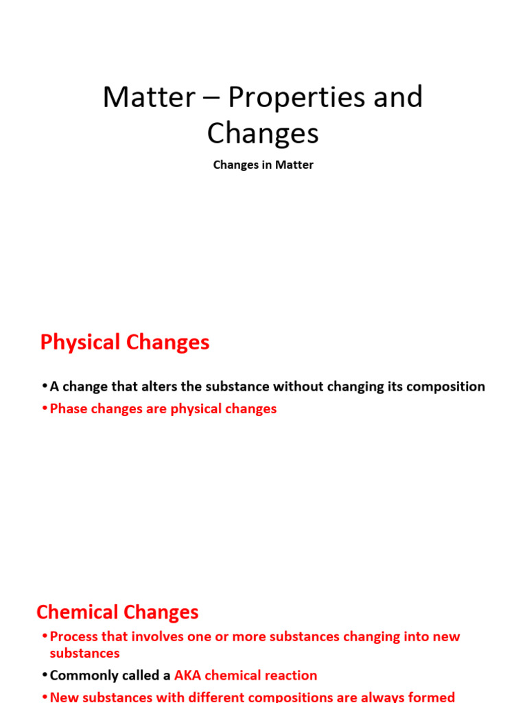 Understanding Matter: Changes and Properties | PDF