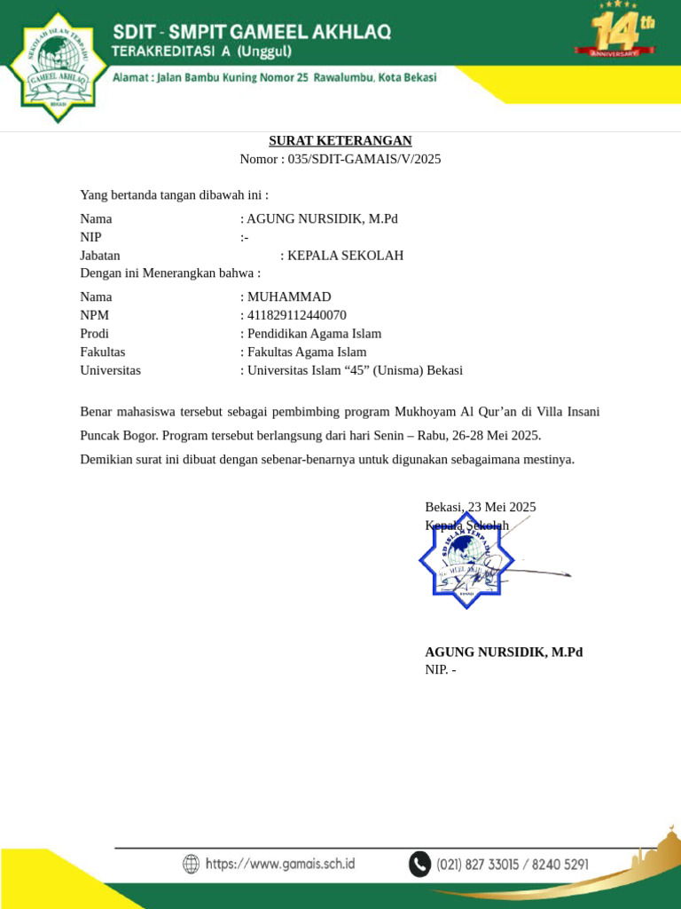 Surat Keterangan Muhammad | PDF