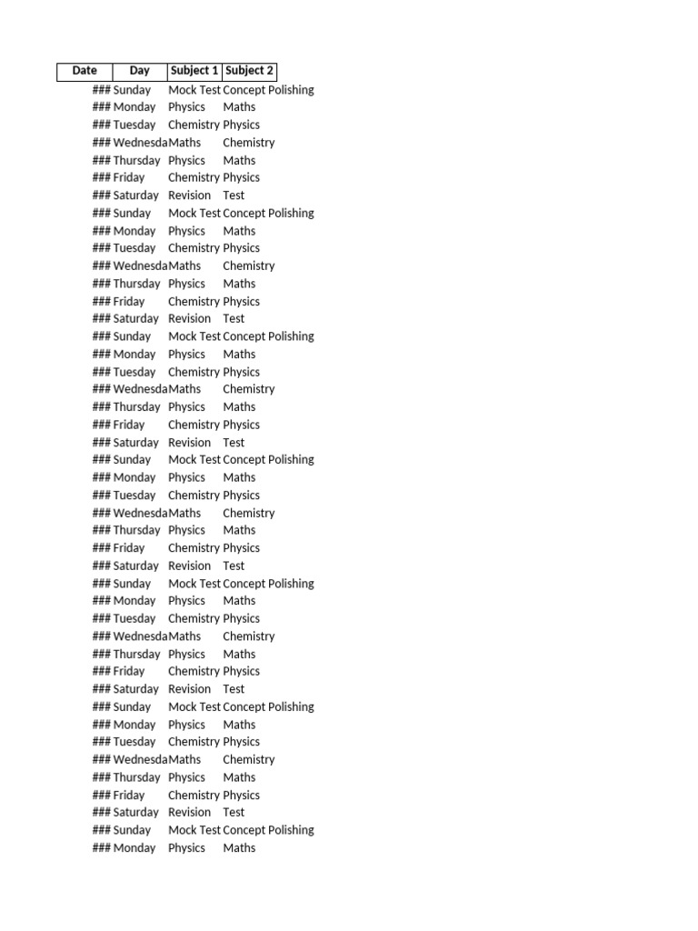 ISC Study Timetable June To October | PDF
