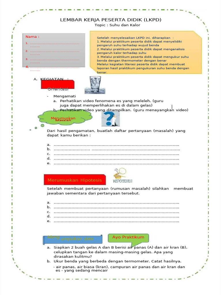 Pdf Lkpd Suhu Dan Kalor Compress Pdf