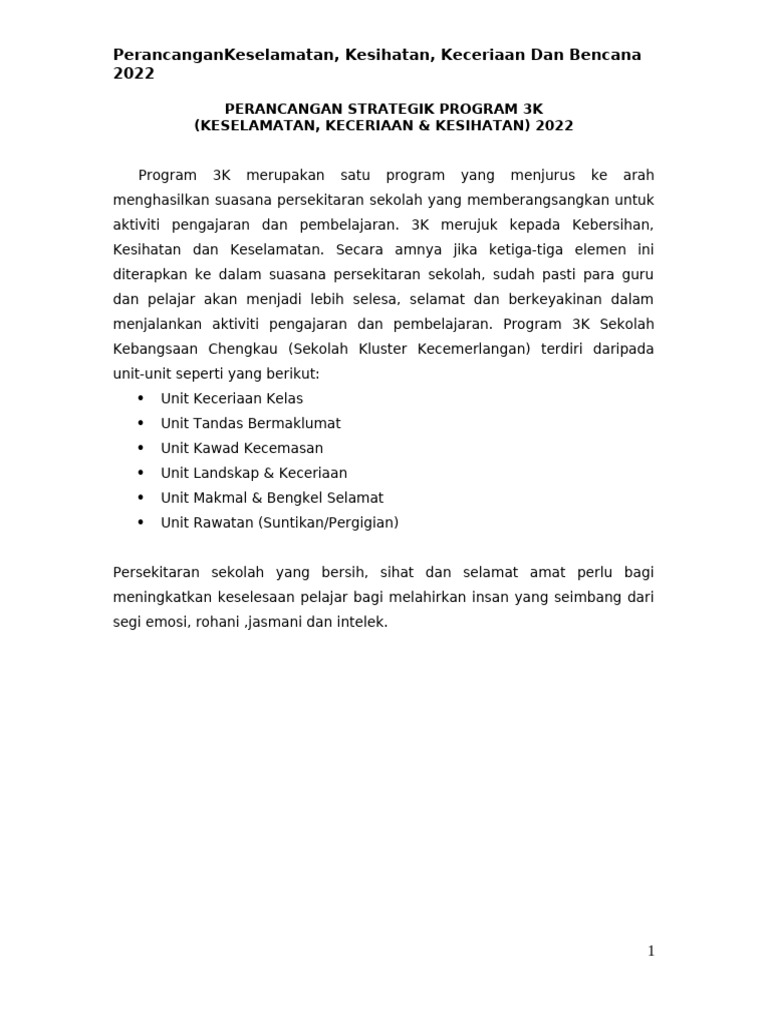 Perancangan 3k SKCH 2017 | PDF