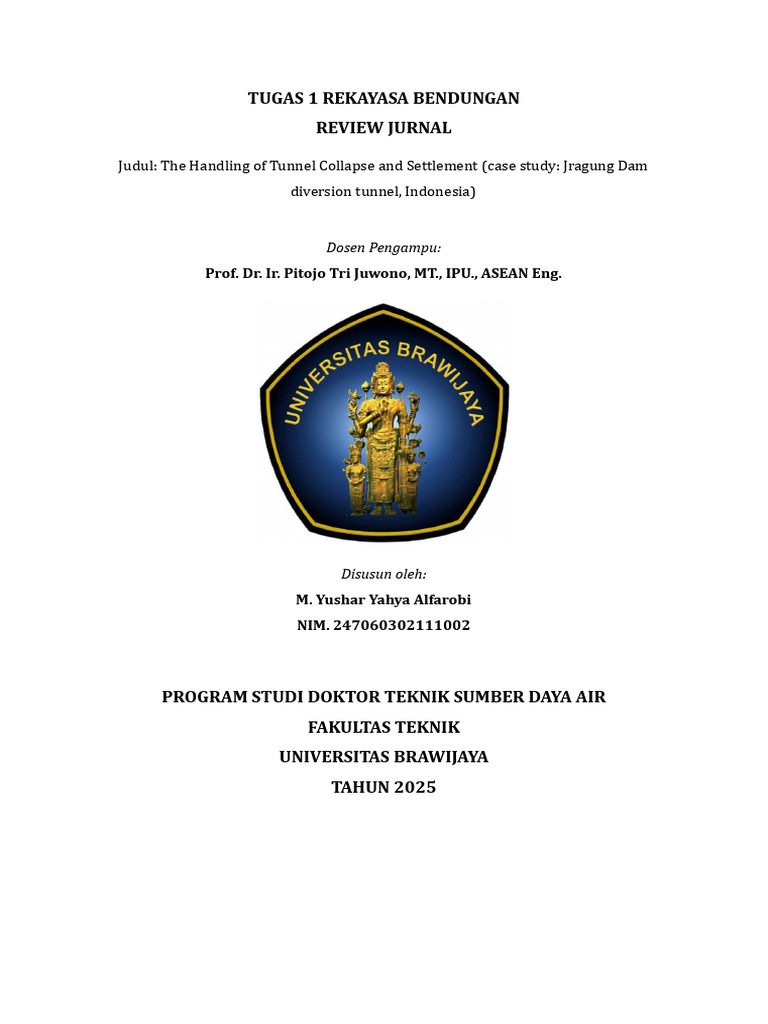 Tugas 1 Rek Bendungan_Reviu Jurnal_M. Yushar Yahya Alfarobi_247060302111002 | PDF