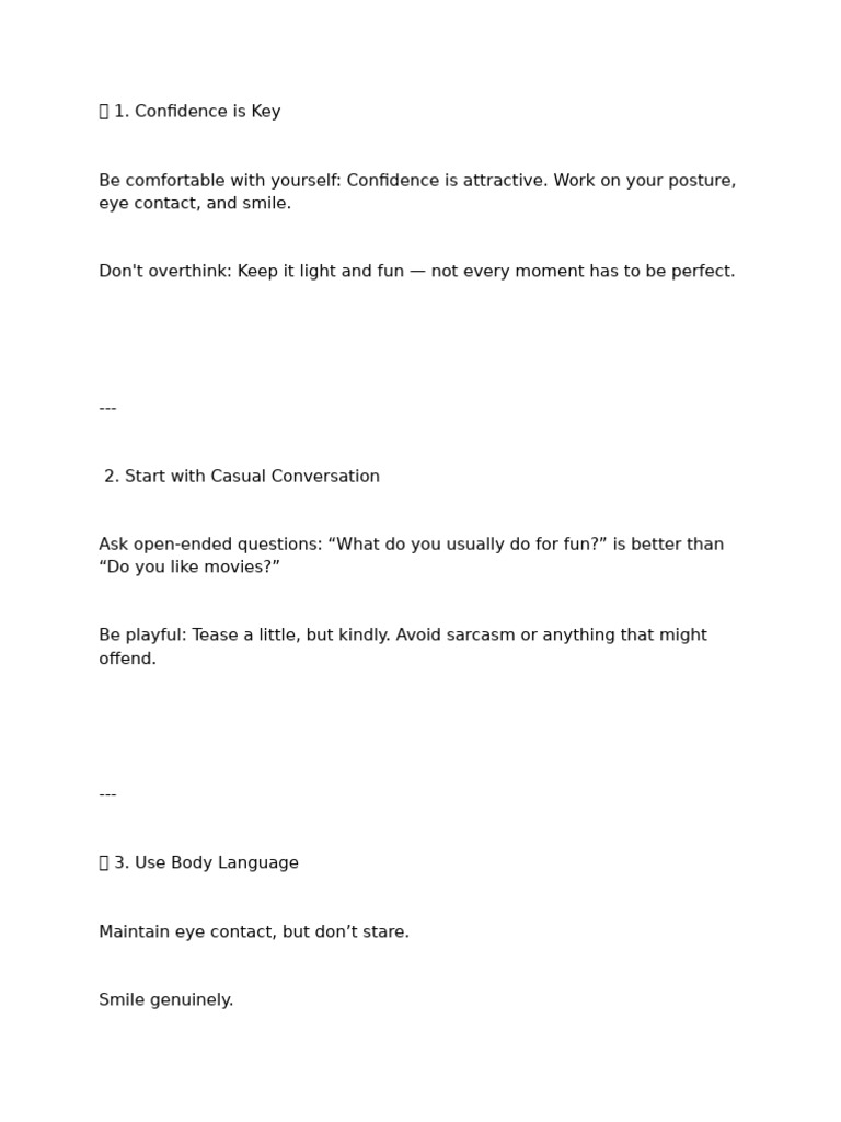 Flirting Tips for Building Connection | PDF