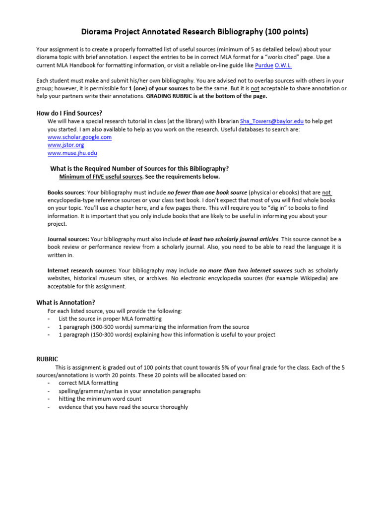 Annotated Bibliography Directions | PDF | Bibliography | Books