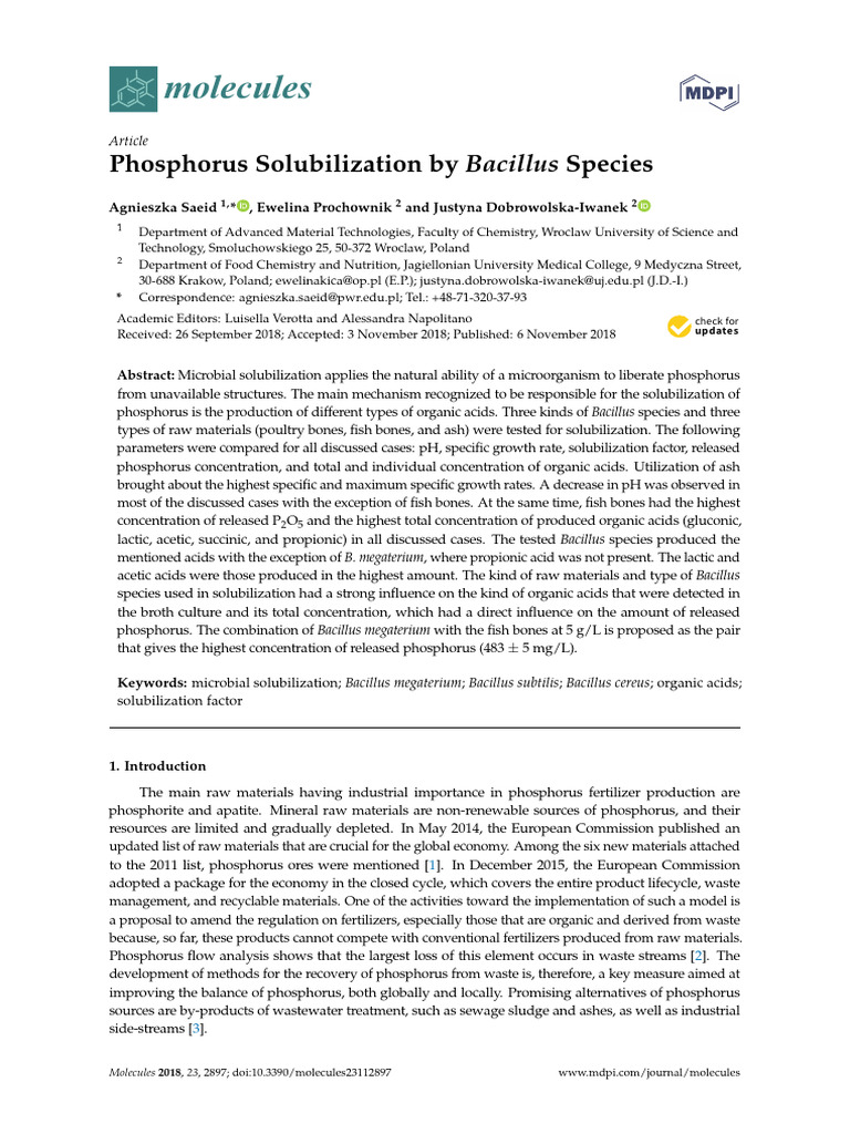 Phosphorus Solubilization by Bacillus Species | PDF | Phosphorus ...