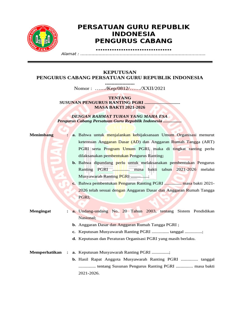 Konsideran SK Ranting | PDF