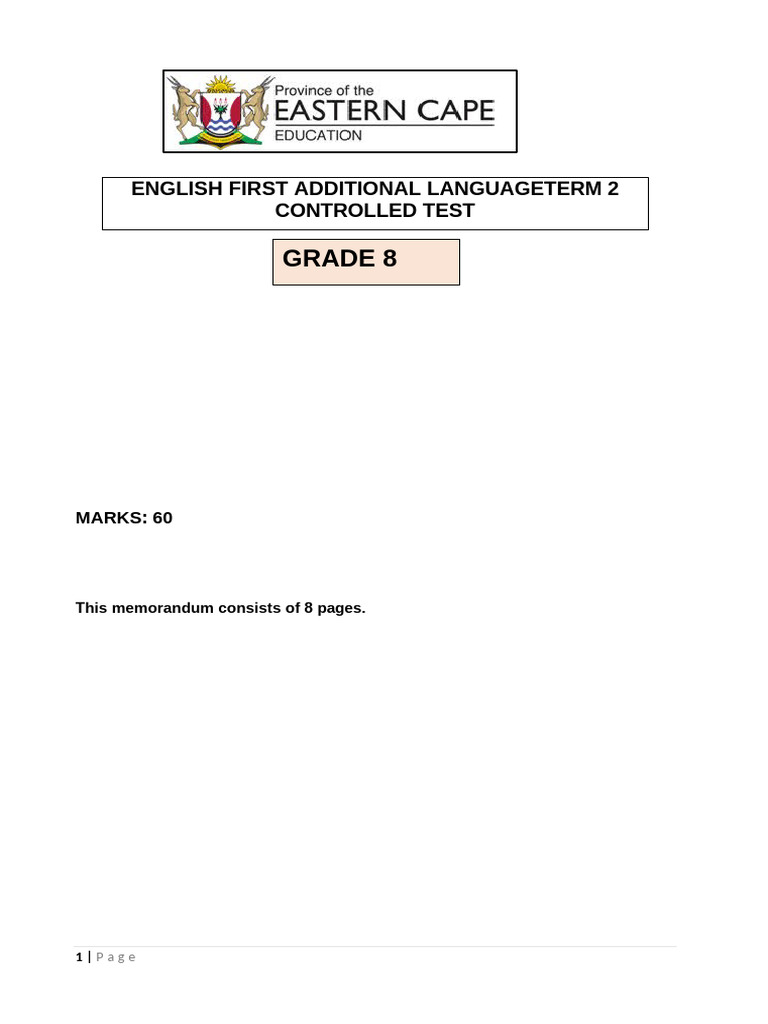 GRD 8 Fal Marking Guidelines Term 2 2024 | PDF | Multiple Choice ...