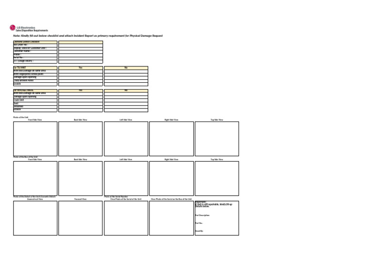 Sales Disposition Checklist for Damage | PDF