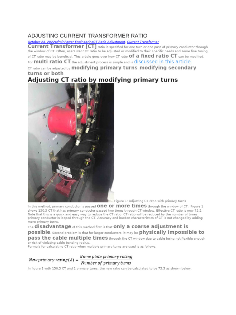 Adjusting Current Transformer Ratios | PDF | Electronic Engineering ...