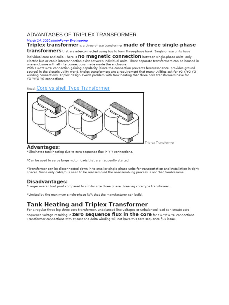 Advantages of Triplex Transformer | PDF | Transformer | Manufactured Goods