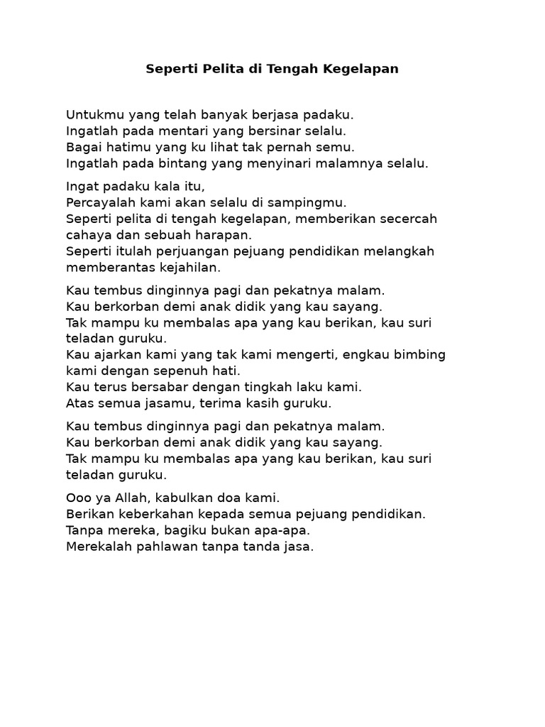 Pelita dalam Kegelapan: Terima Kasih Guruku | PDF