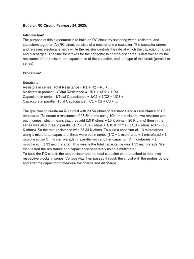 Physics RC Lab | PDF | Electrical Components | Computer Engineering