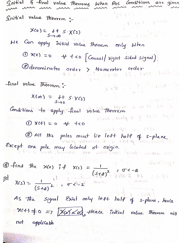 Initial Value Theorem of Laplace Transforms | PDF