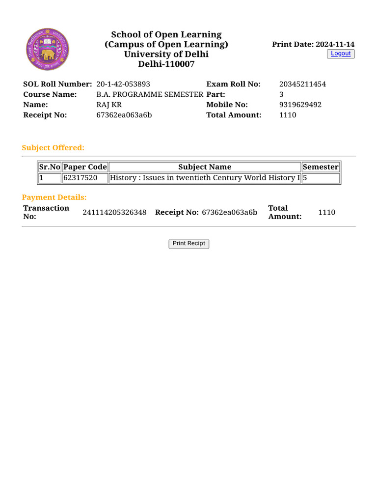 Fees Slip Raja Don | PDF