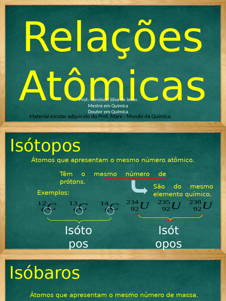 Aula 04 - Relações Atômicas (Isótopos, Isóbaros, Isótonos e ...
