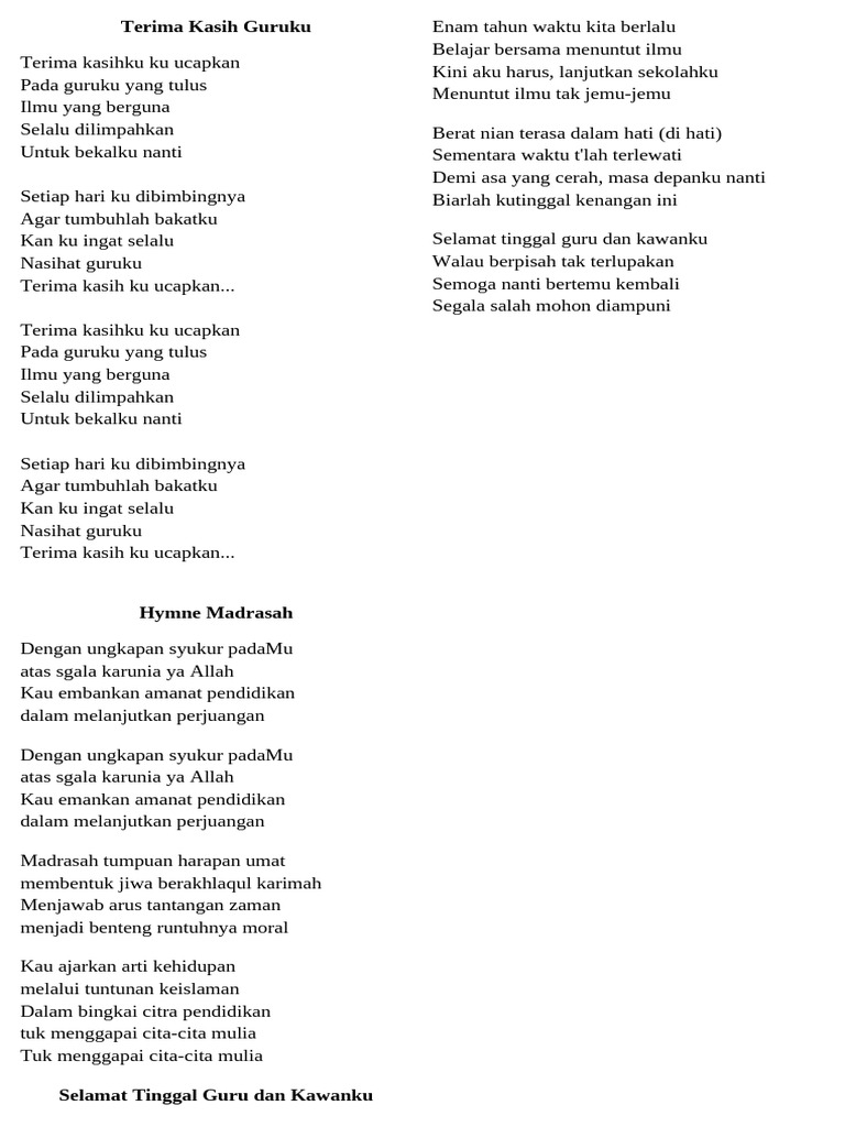 Terima Kasih Guruku | PDF