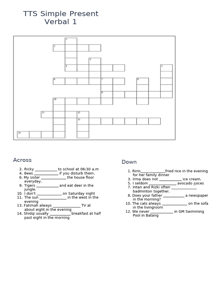 TTS Simple Present Verbal 1 | PDF