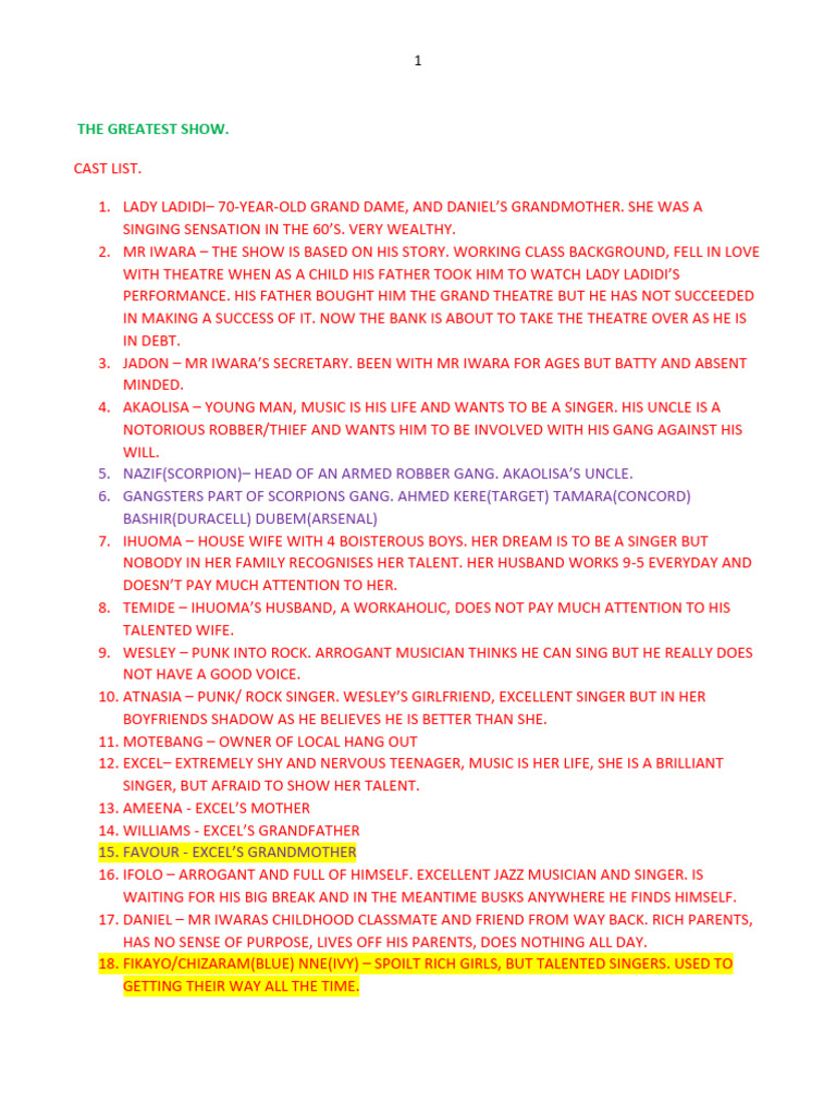 The Greatest Show Working Script June 4th | PDF