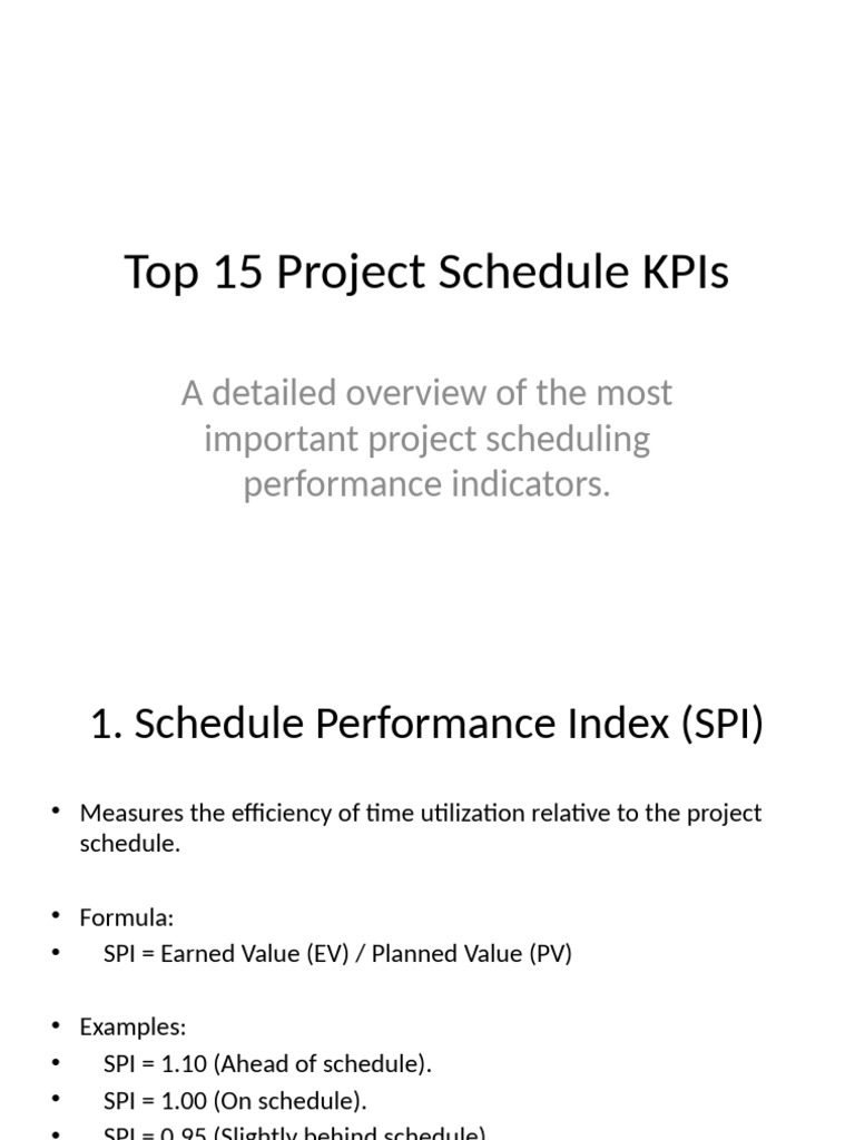 Top_15_Project_Schedule_KPIs_Presentation | PDF