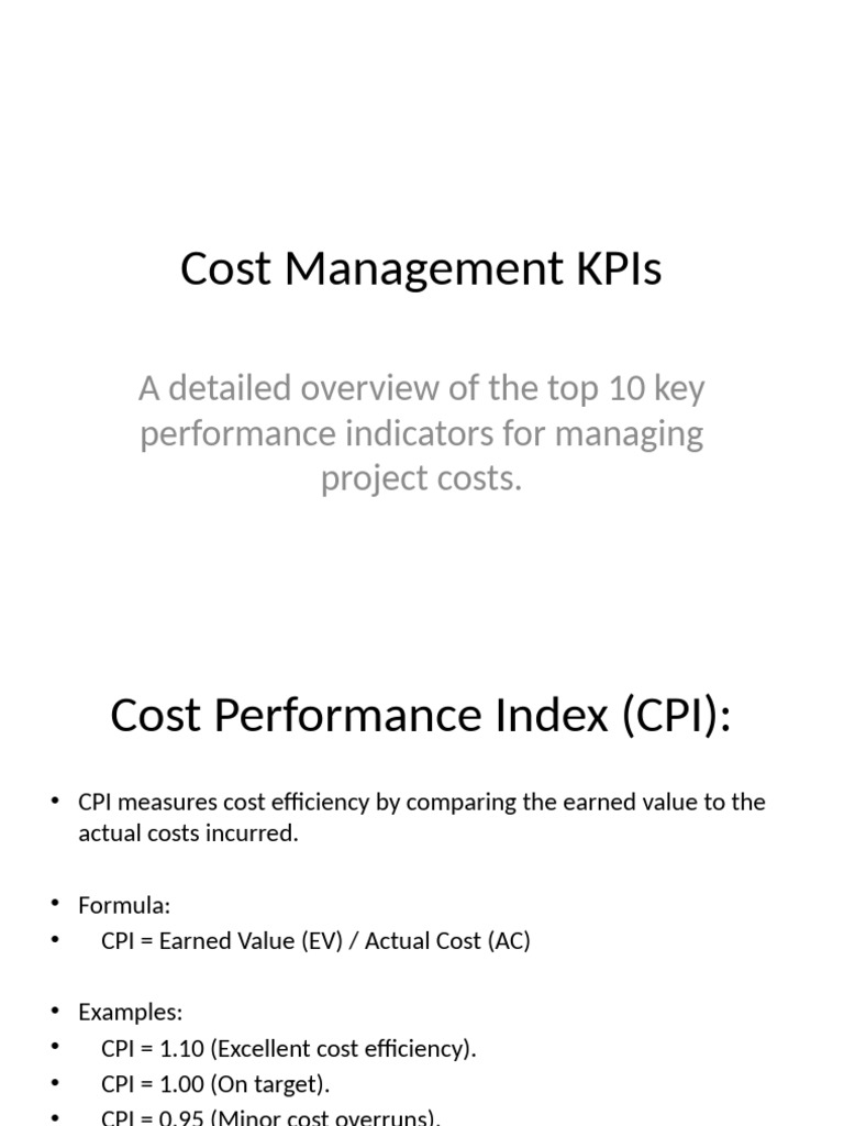 Cost Management KPIs | PDF