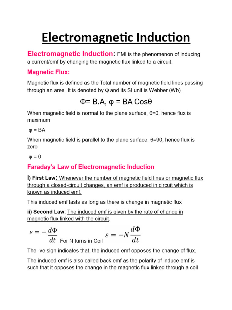 6 Electromagnetic Induction | PDF | Electromagnetic Induction | Inductance